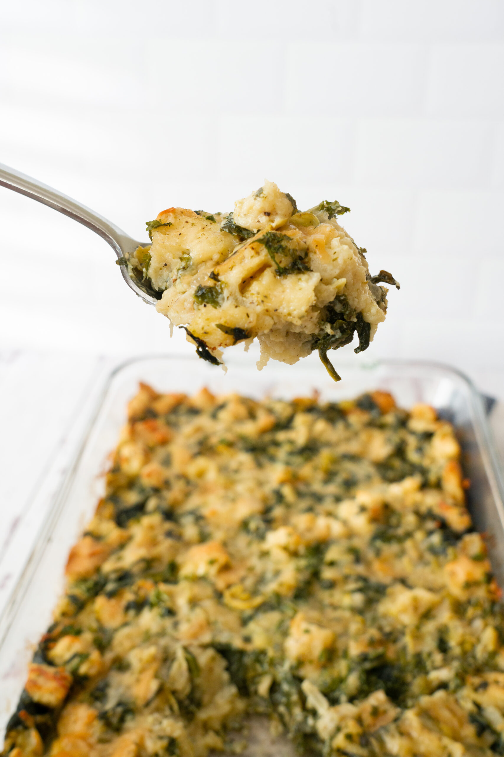 Spinach and Artichoke Bread Pudding - Street Food Spectacle