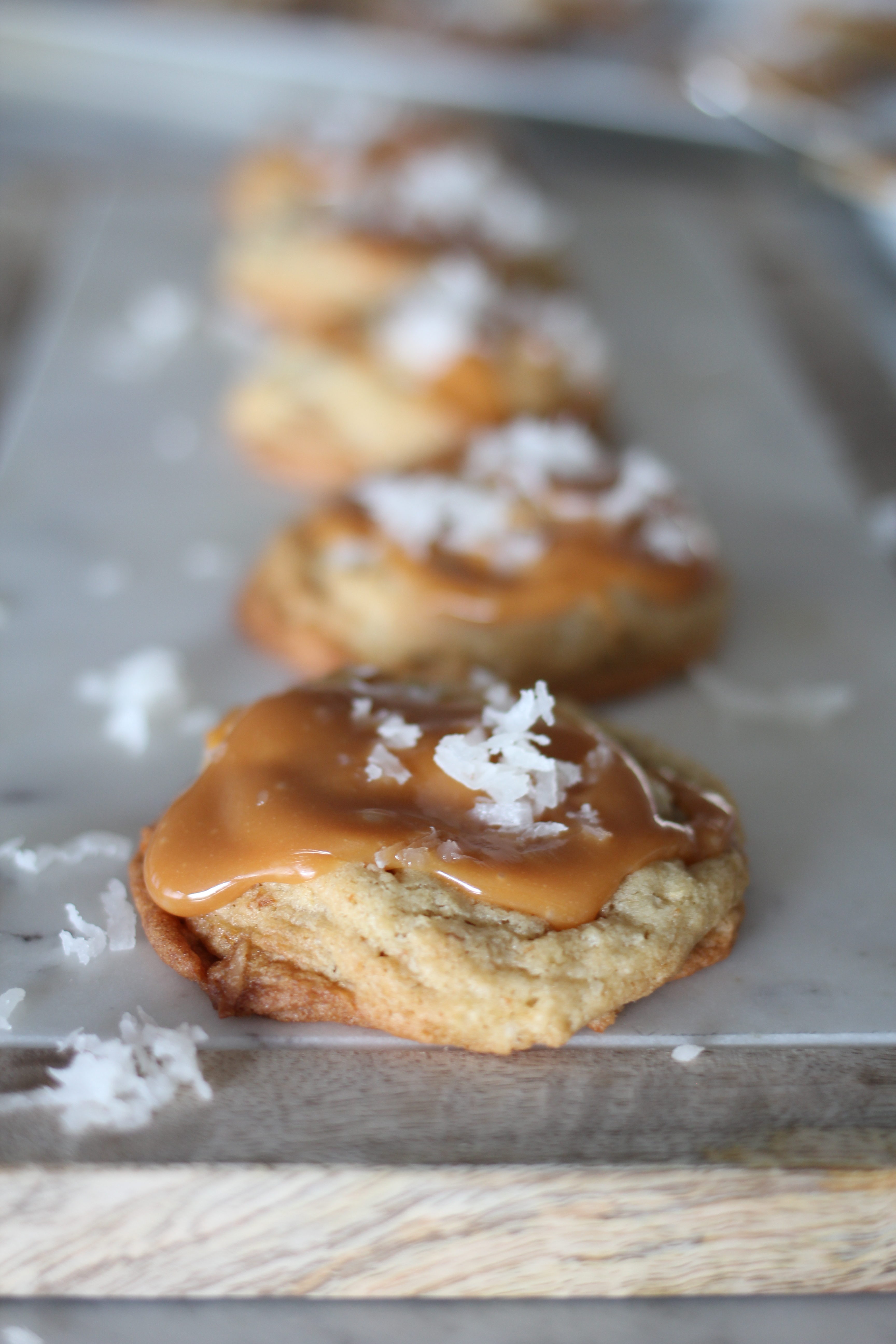 Caramel Covered Coconut Pretzel Cookies | A Bountiful Kitchen