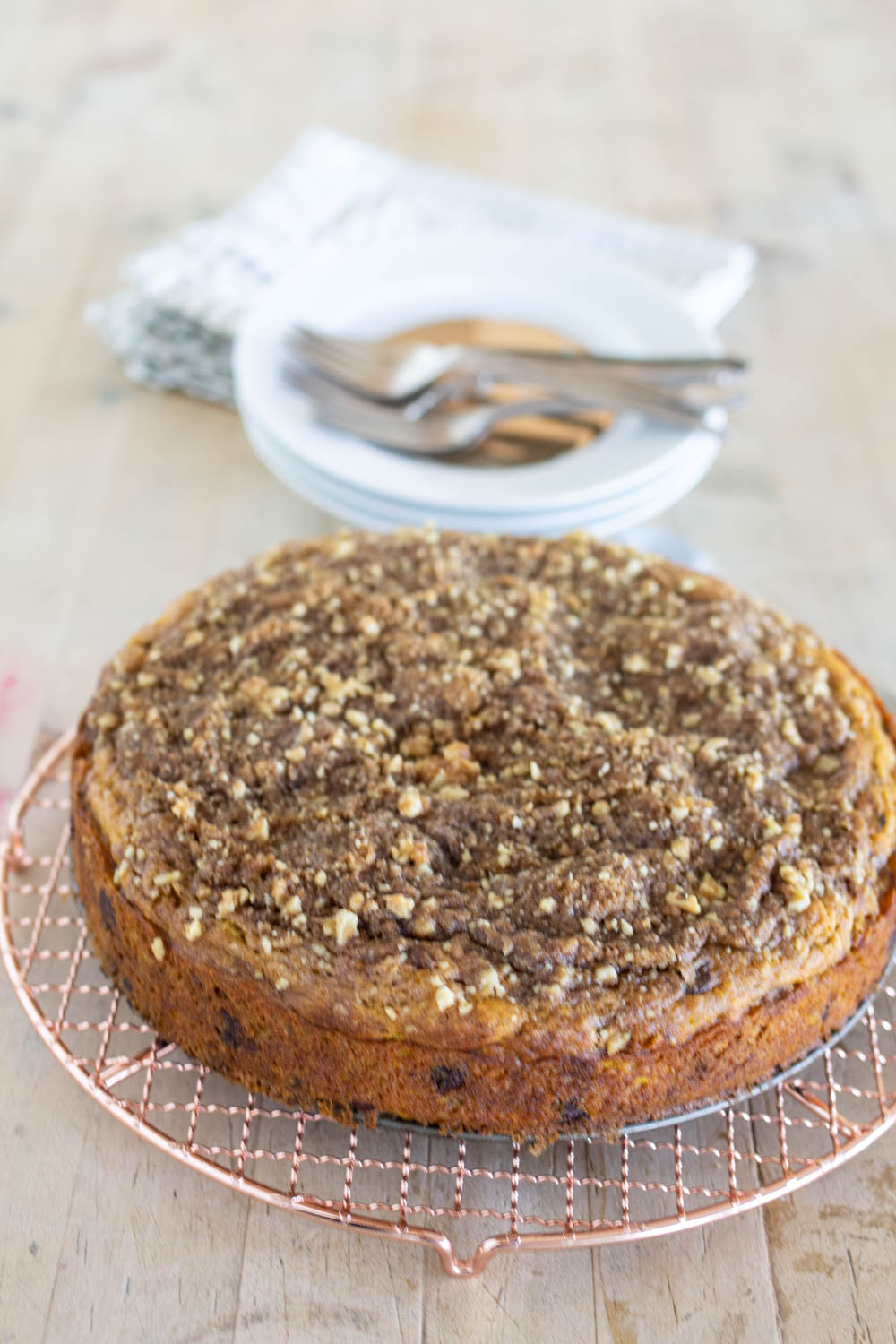 Pumpkin Buttermilk Chocolate Chip Coffee Cake | A Bountiful Kitchen