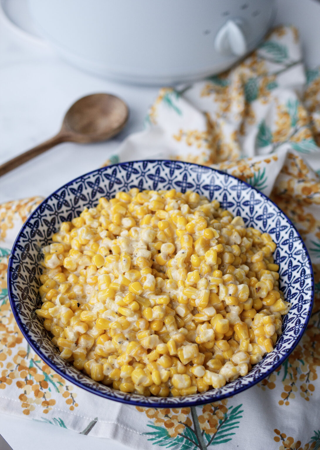 Slow Cooker Cream Cheese Corn | A Bountiful Kitchen