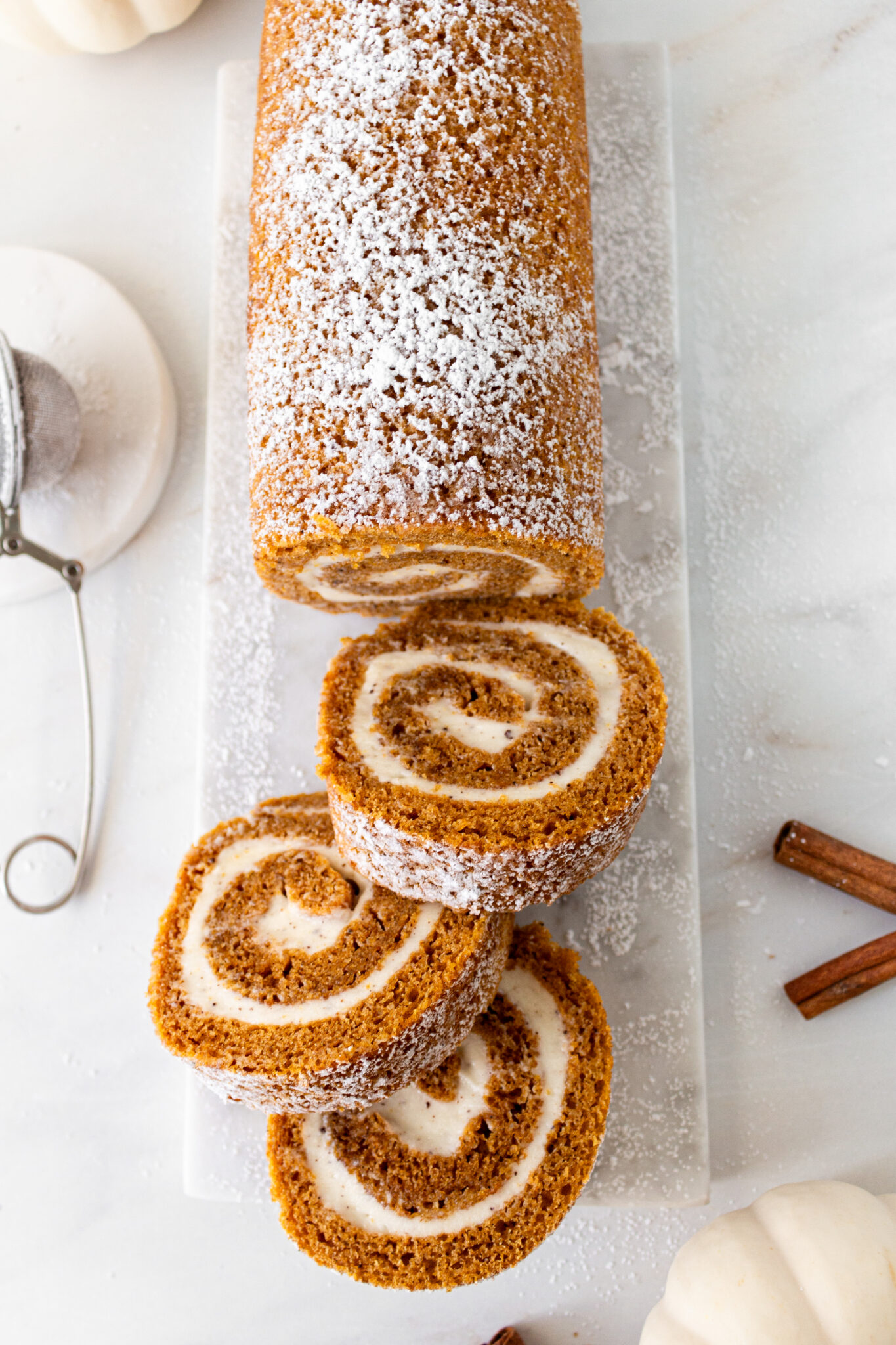 Pumpkin Roll with Brown Butter Cream Cheese Filling | A Bountiful Kitchen