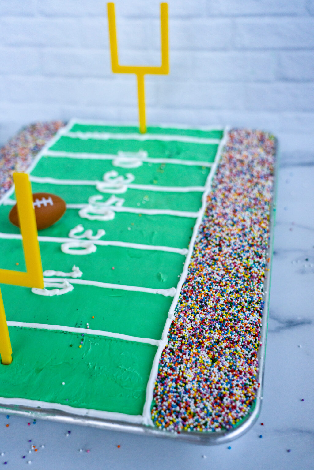 Easy Football Field Cake | A Bountiful Kitchen