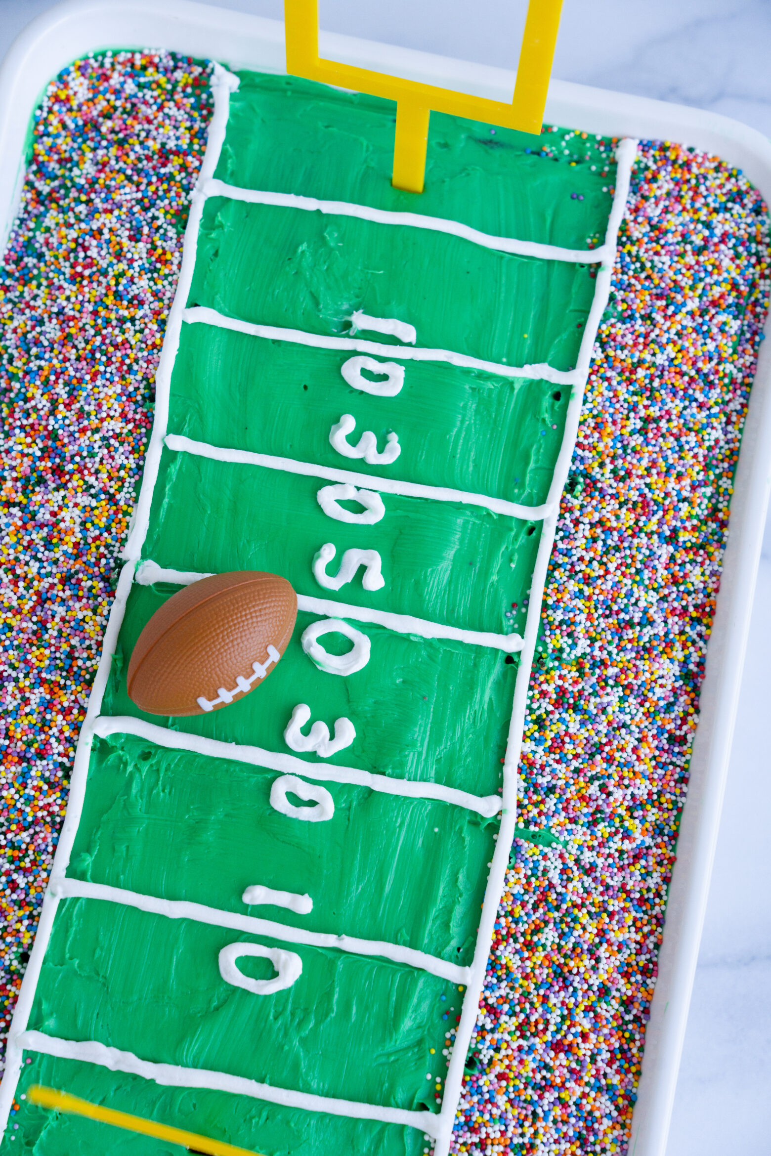 Easy Football Field Cake | A Bountiful Kitchen